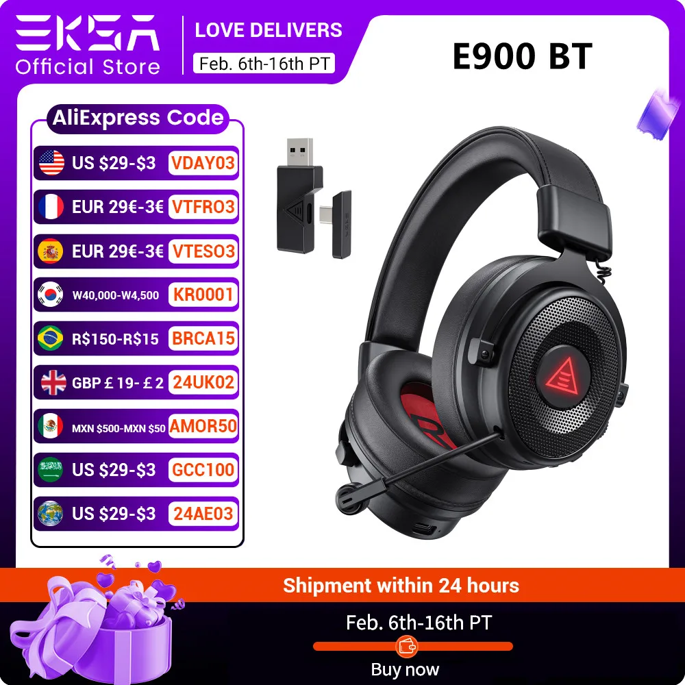 EKSA-E900-BT-2-4GHz-Wireless-Bluetooth-Headphones-7-1-USB-Type-C-Wired ...