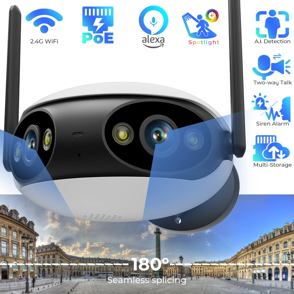 Outdoor-Dual-Lens-Panoramic-Security-Camera-180-Wide-Angle-Wifi-POE-IP ...