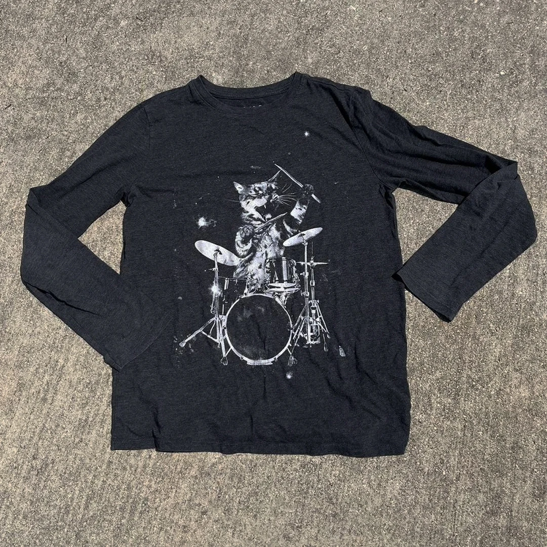 Vintage Punk Aesthetic Gothic Crop Tops Women's Streetwear Grunge Cute ...