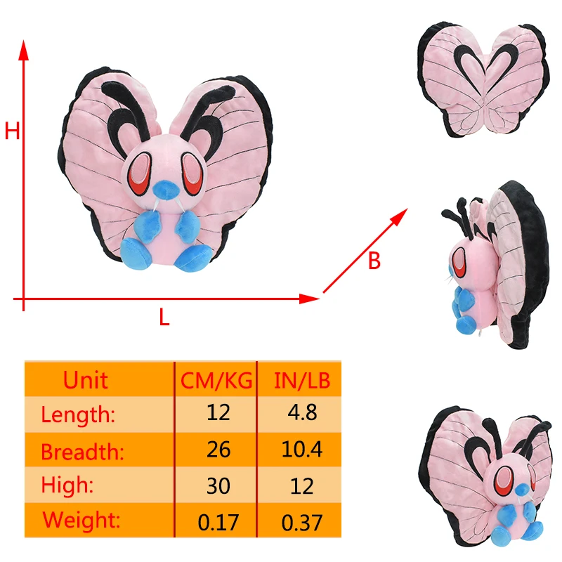 Pokemon Butterfree Peluche Plush Toy Shiny Butterfly Adorable Soft ...