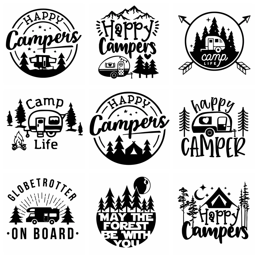Creative Happy Camping Life Car Sticker For Car Window Vinyl Decals Car ...