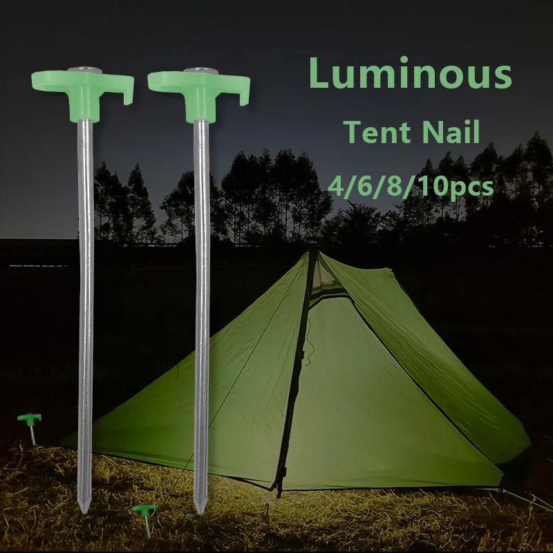 4-6-8-10Pcs-Luminous-Camping-Tent-Peg-20Cm-25Cm-Fluorescent-Tarp-Pegs ...