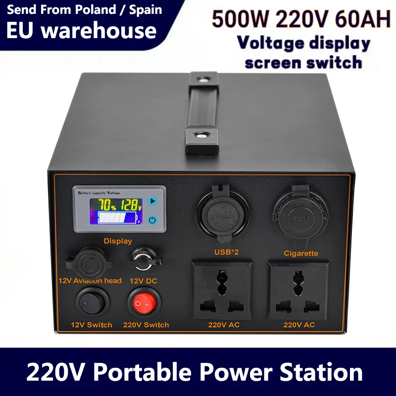 12V-60AH-500W-Portable-Power-Station-Backup-Lithium-Battery-220V-Pure ...