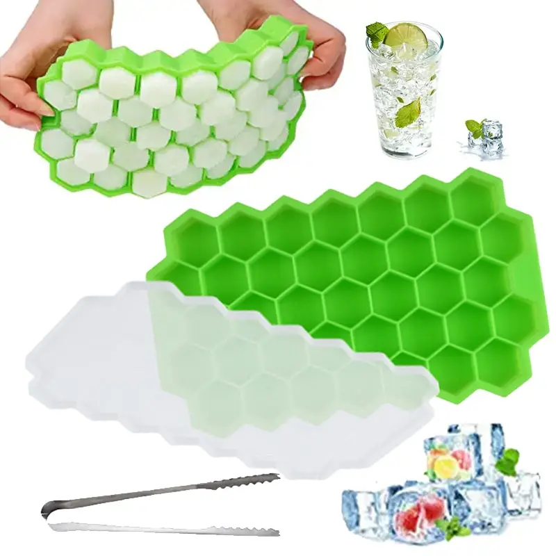 Creative 37 Cavity Honeycomb Ice Cube Maker Reusable Trays Silicone Ice ...