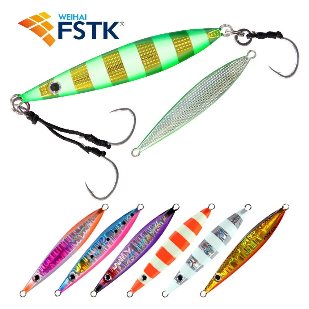 fishing lure metal jig Slow Jig Metal Casting Spoon 20g/40g/60g/80g Artificial Bait Off Shore ...