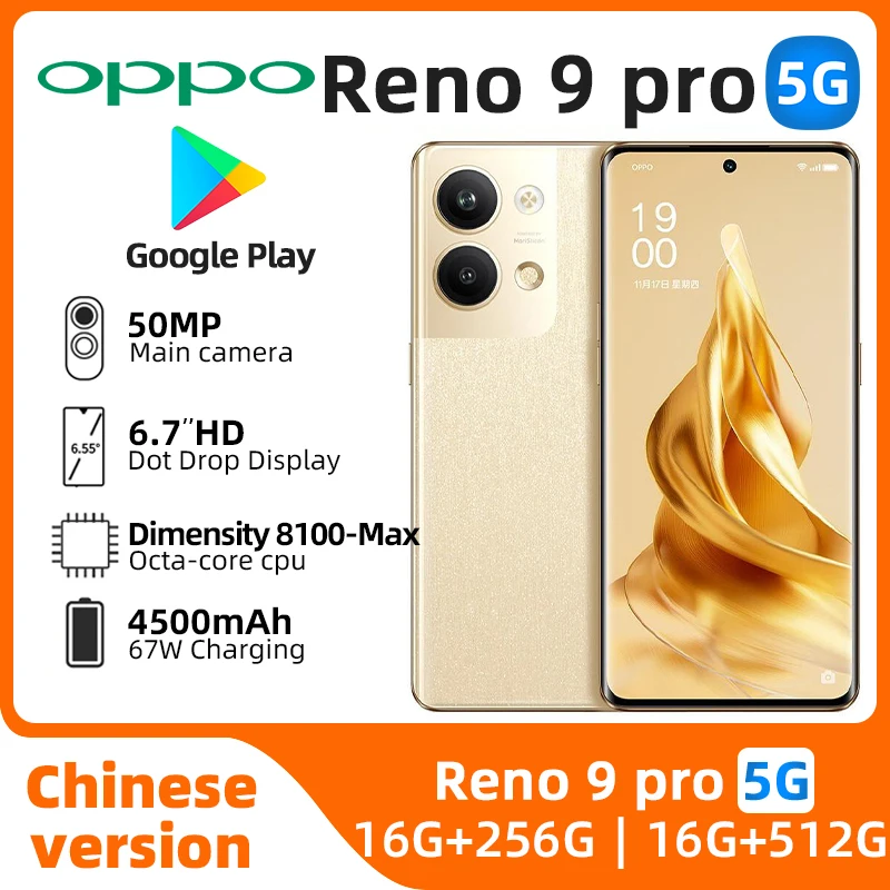 Oppo Reno 9 Pro 5g SmartPhone 50MP CPU Dimensity 8100 Max 6.7" AMOLED ...