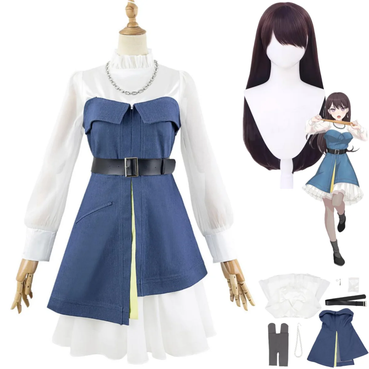 Anime-BanG-Dream-Mygo-Taki-Shiina-Rikki-Cosplay-Costume-MyGO-Wig-Denim ...