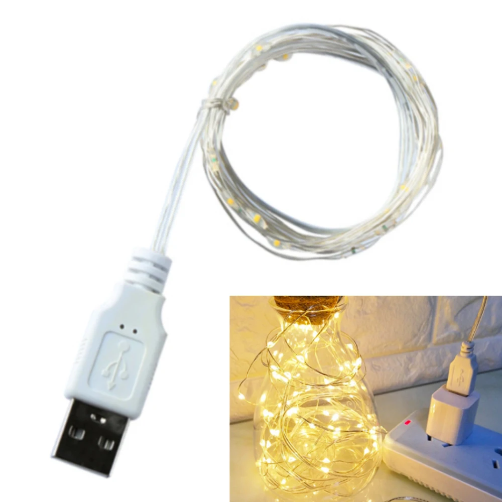 3M-2M-1M-USB-LED-String-Lights-Copper-Silver-Wire-Garland-Light ...