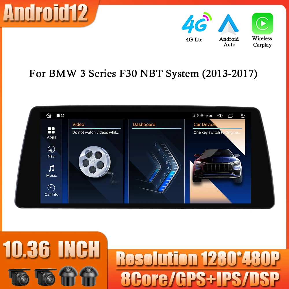 10.36 Inch Android 12 For BMW 3 Series F30 NBT System 2013 - 2017 Car Radio Multimedia WIFI ...
