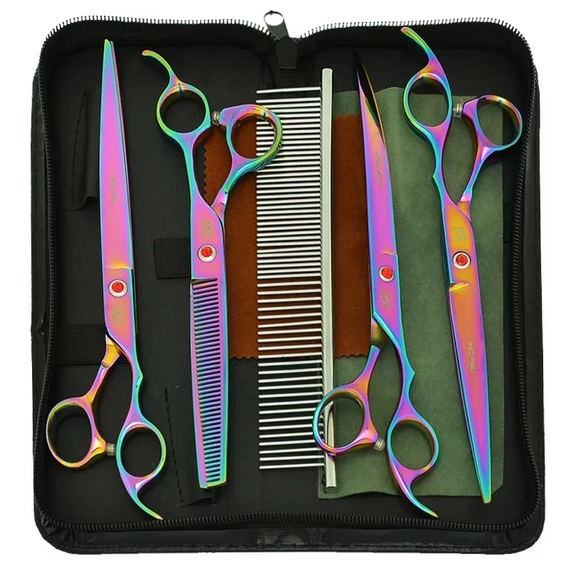 8-0-Professional-Dogs-Grooming-Scissors-Pet-Straight-Curved-Cutting ...