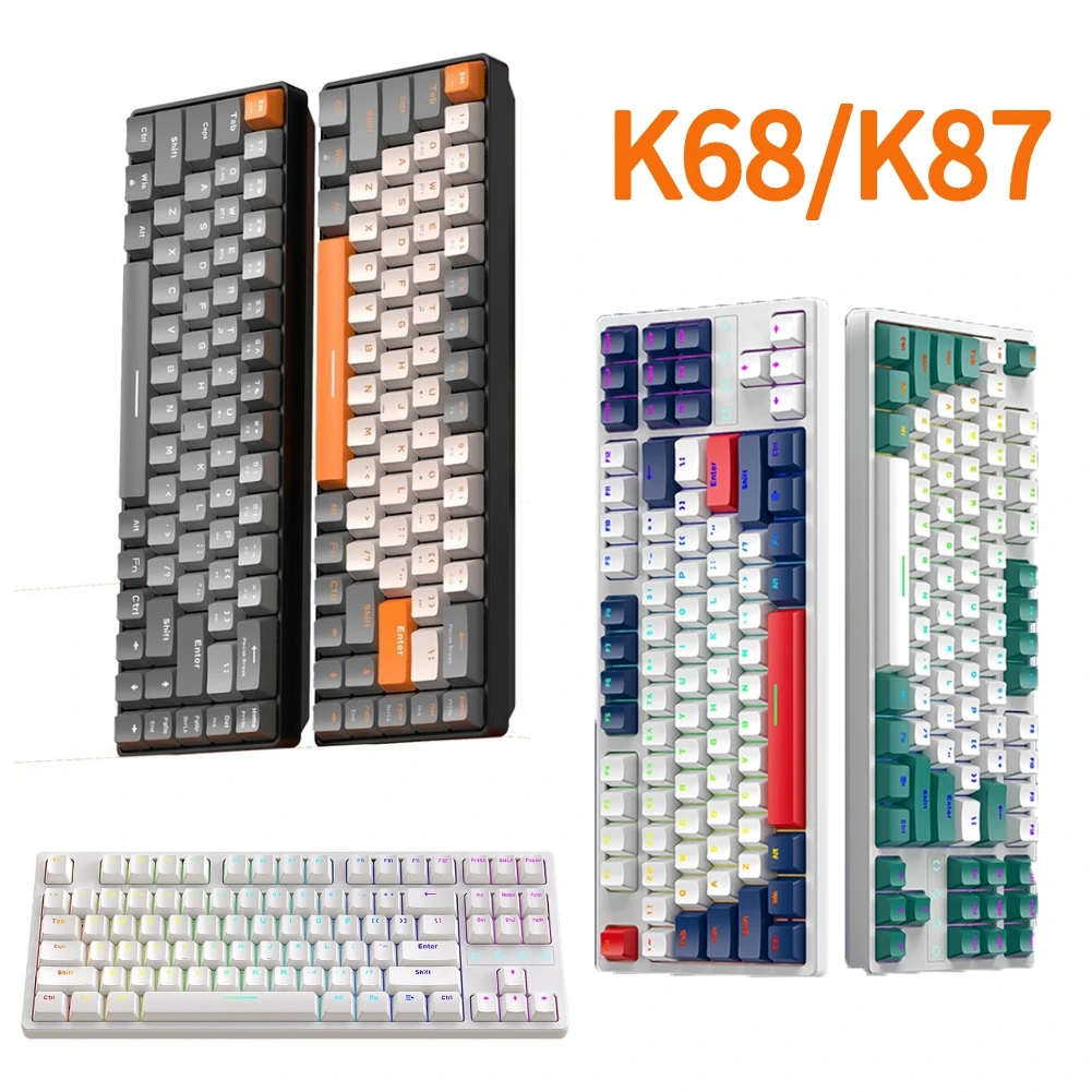 K68/K87 게임용 키보드 무선 컴퓨터 기계식 키보드 68/87 키 핫스왑 RGB 백라이트 데스크탑 PC 용 핫 스왑 가능| | - AliExpress