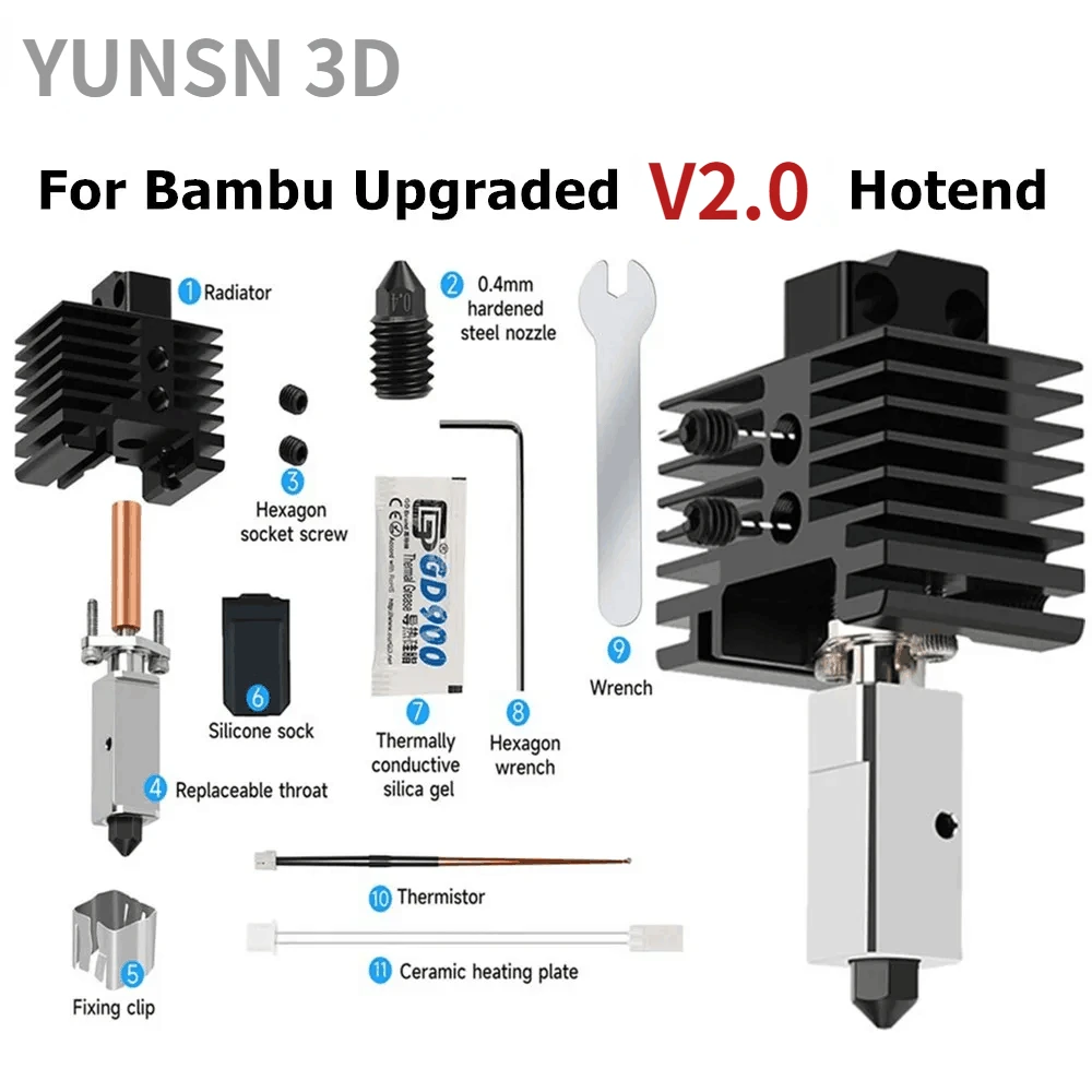 For-Bamboo-Lab-X1-X1C-Carbon-P1P-P1S-Bimetallic-Heatingblock-Hotend ...