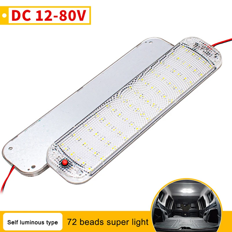 72 LED Panel Light Car Interior Reading Lamp High Brightness Cabin ...