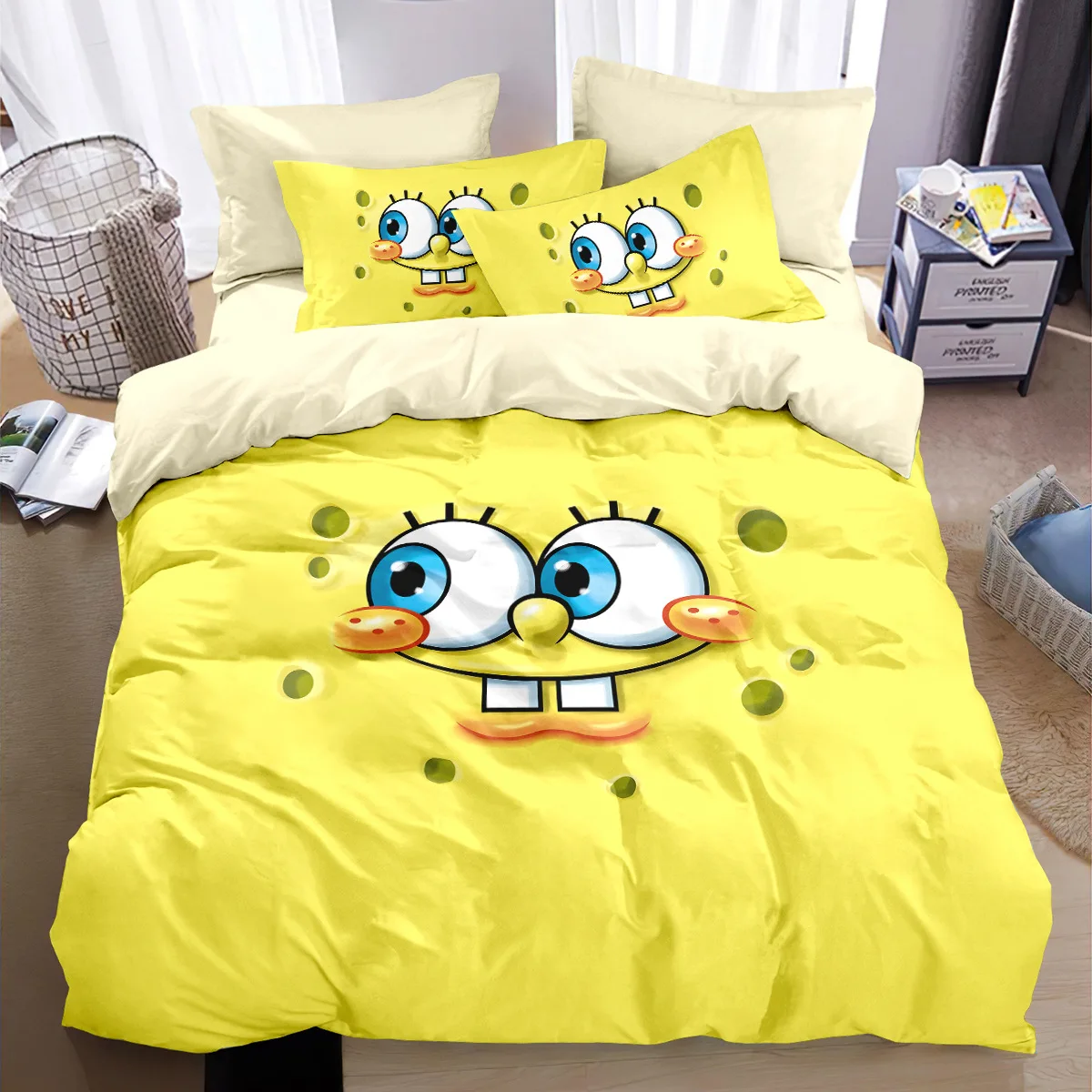 Cartoon-3d-SpongeBobed-Bedding-Set-Patricks-Squidwards-Quilt-Duvet ...