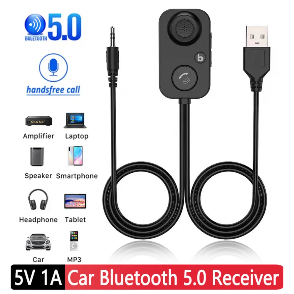 Car-Bluetooth-5-0-Receiver-Auto-BT-Transmitter-USB-3-5mm-AUX-Audio ...