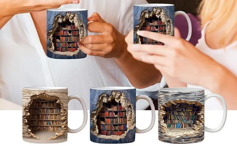 3D-bookshelf-cups-library-rack-cups-creative-space-design-multi-purpose ...