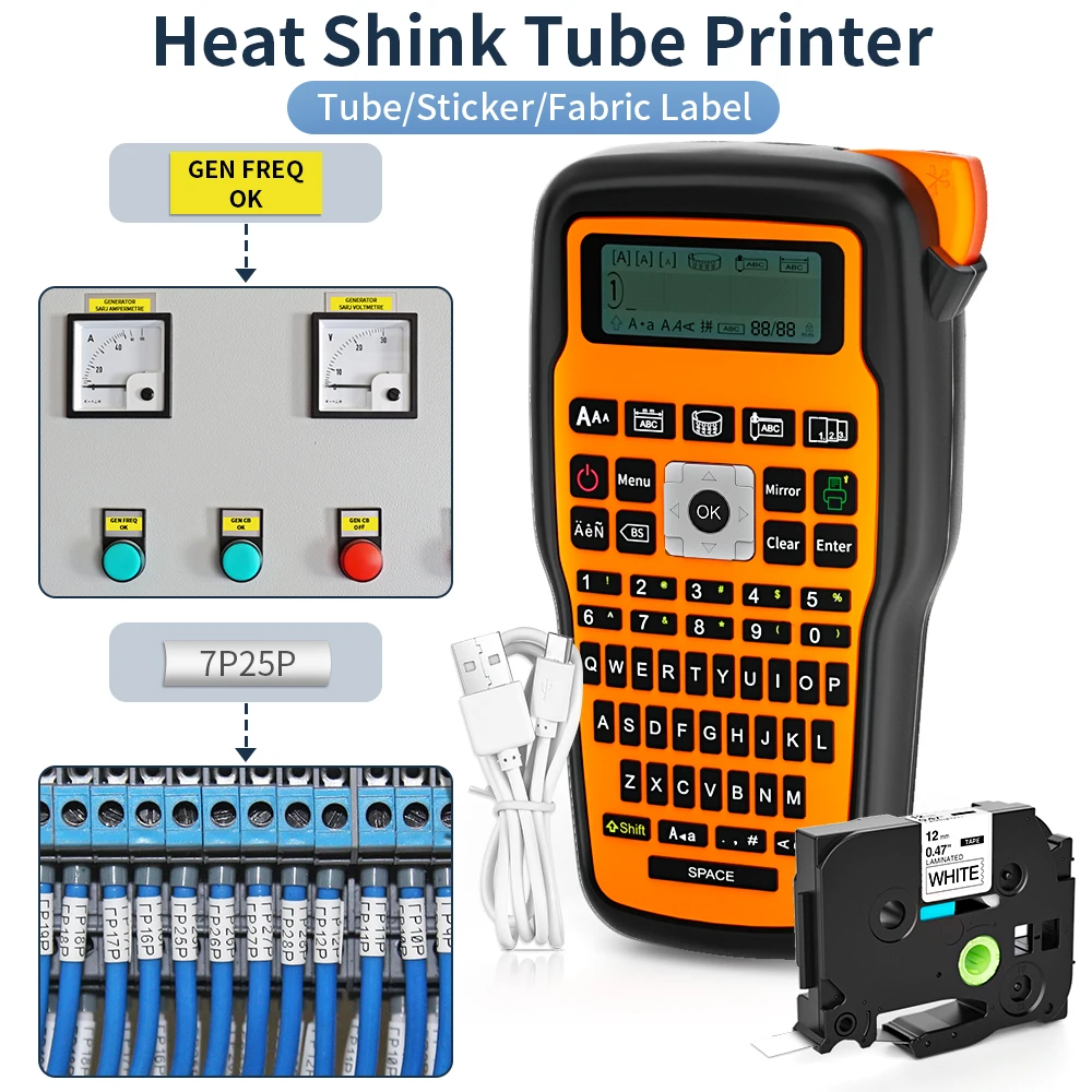 E1000 Pro Tube/sticker/fabric Label Printer Type-c Port Support 3.5 ...