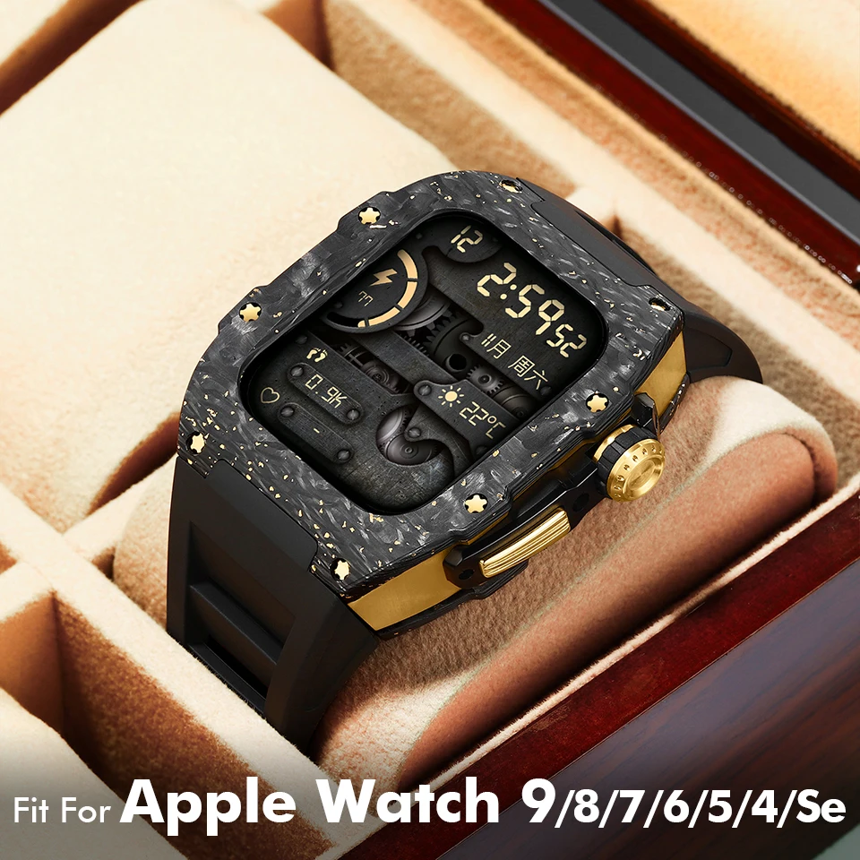 For-Apple-Watch-Luxury-Gilding-Carbon-Fiber-Mod-Kit-8-7-6-5-4-SE ...