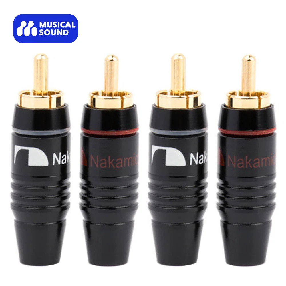 Nakamichi-4Pcs-Lot-RCA-Plug-Audio-Cable-Connector-24K-Glod-Plated-6MM-Soldering-Speaker-Audio ...