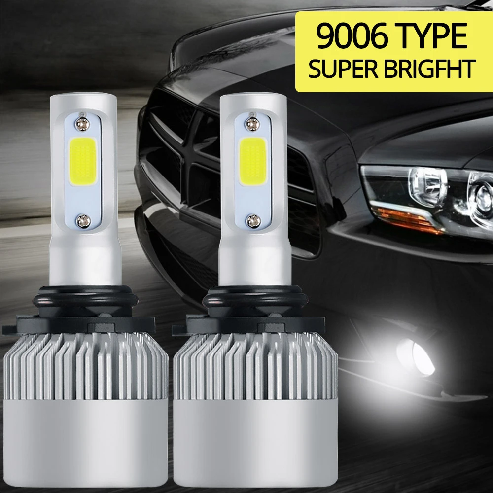 2Pcs DC 12V 24V Headlight S2 9006 Cob White WaterProof Auto Bright Bulb ...