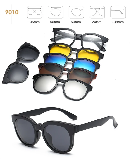 VCKA 6 In 1 Polarized Sunglasses Men Women Magnetic Clip On Glasses ...