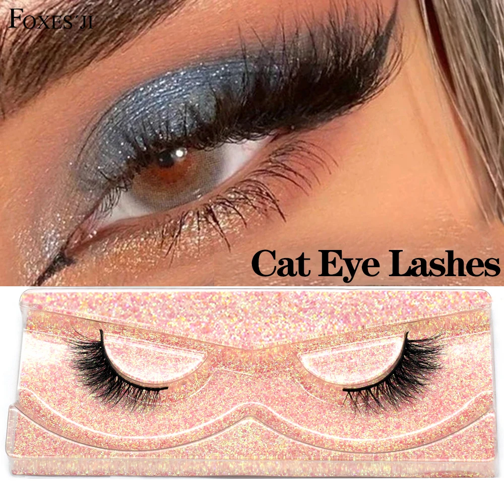Foxesji Cat Eye Half Lashes Natural Wispy Soft Fluffy Half Mink Lashes ...