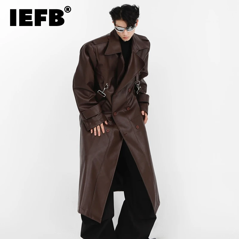 Mens Trench Coat Leather | Men Pu Leather Trench Coat | Male Leather ...