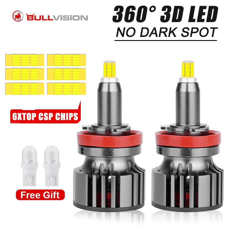 72-CSP-3D-360-H7-Led-Canbus-Car-Headlights-Bulbs-Turbo-30000LM-H8-H9 ...