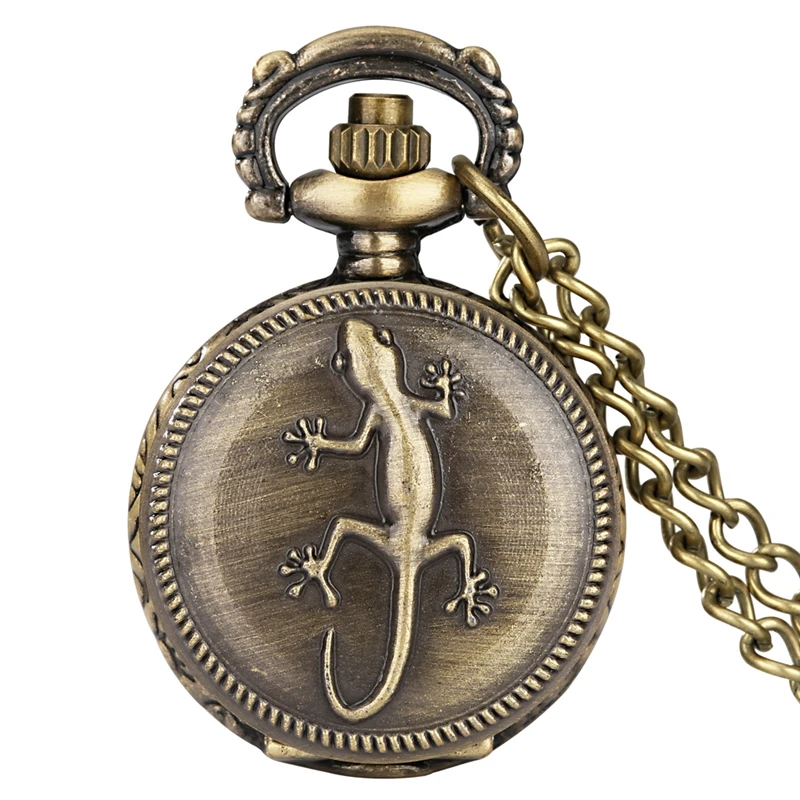 Vintage-Lizard-Gecko-Pattern-Animal-Quartz-Pocket-Watch-Necklace-Bronze ...