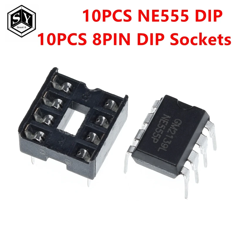 Chip oscilador de programación de temporizador y enchufes DIP de 8 pines, NE555, NE555P, IC 555 ...