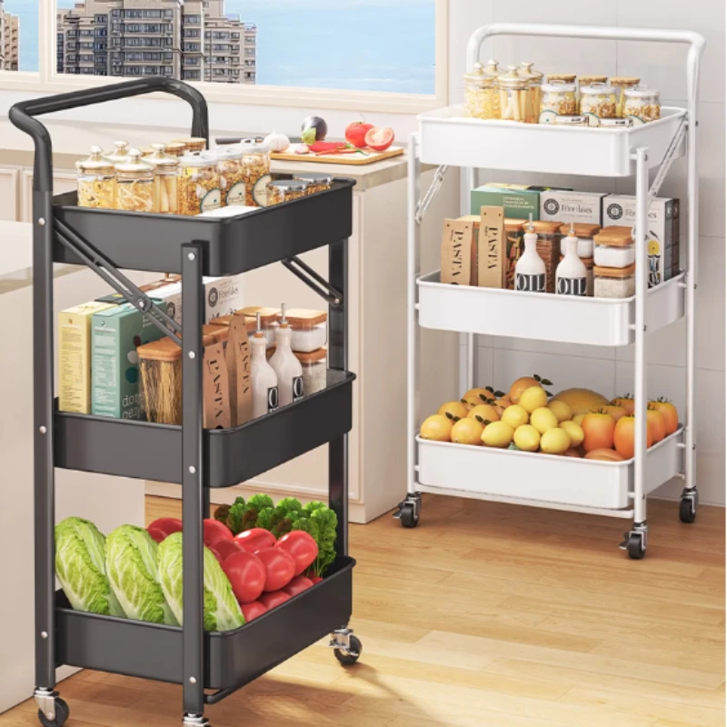Kitchen-furniture-Foldable-trolley-portable-mobile-storage-shelf ...