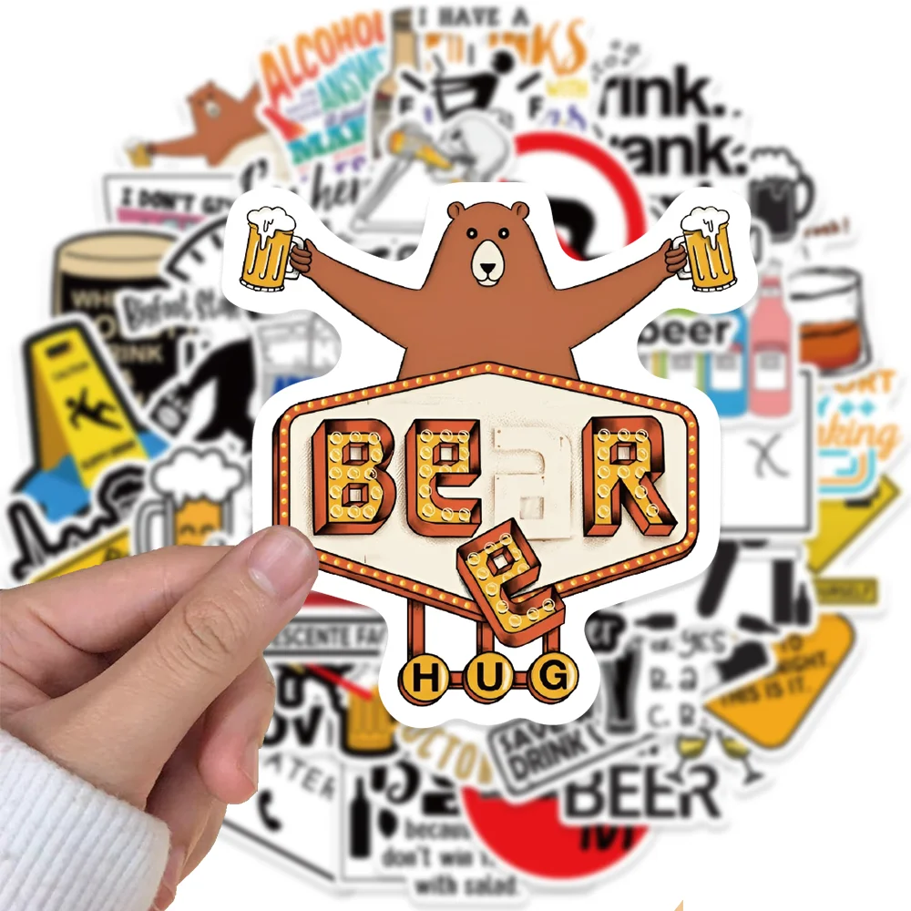 50PCS-Funny-Alcoholism-Stickers-Cartoon-Beer-Sticker-Decoration-for ...