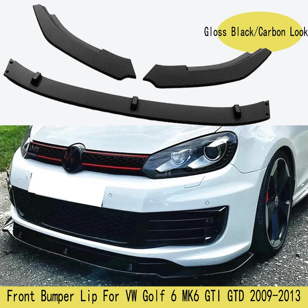For-Volkswagen-VW-Golf-6-MK6-GTI-GTD-Front-Bumper-Lip-Spoiler-Splitter ...