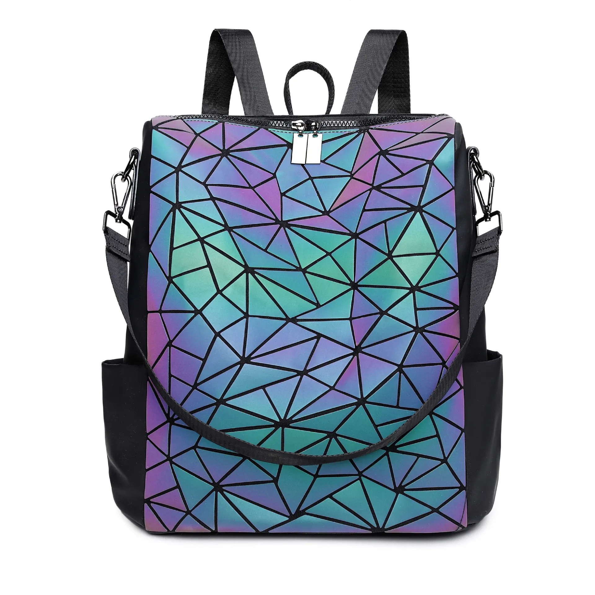 Luminous-backpack-for-women-geometric-diamond-lattice-travel-shoulder ...