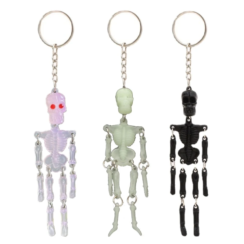 Luminous-Skull-Keychain-Car-Keyring-Multi-jointed-Skeleton-Gothic ...
