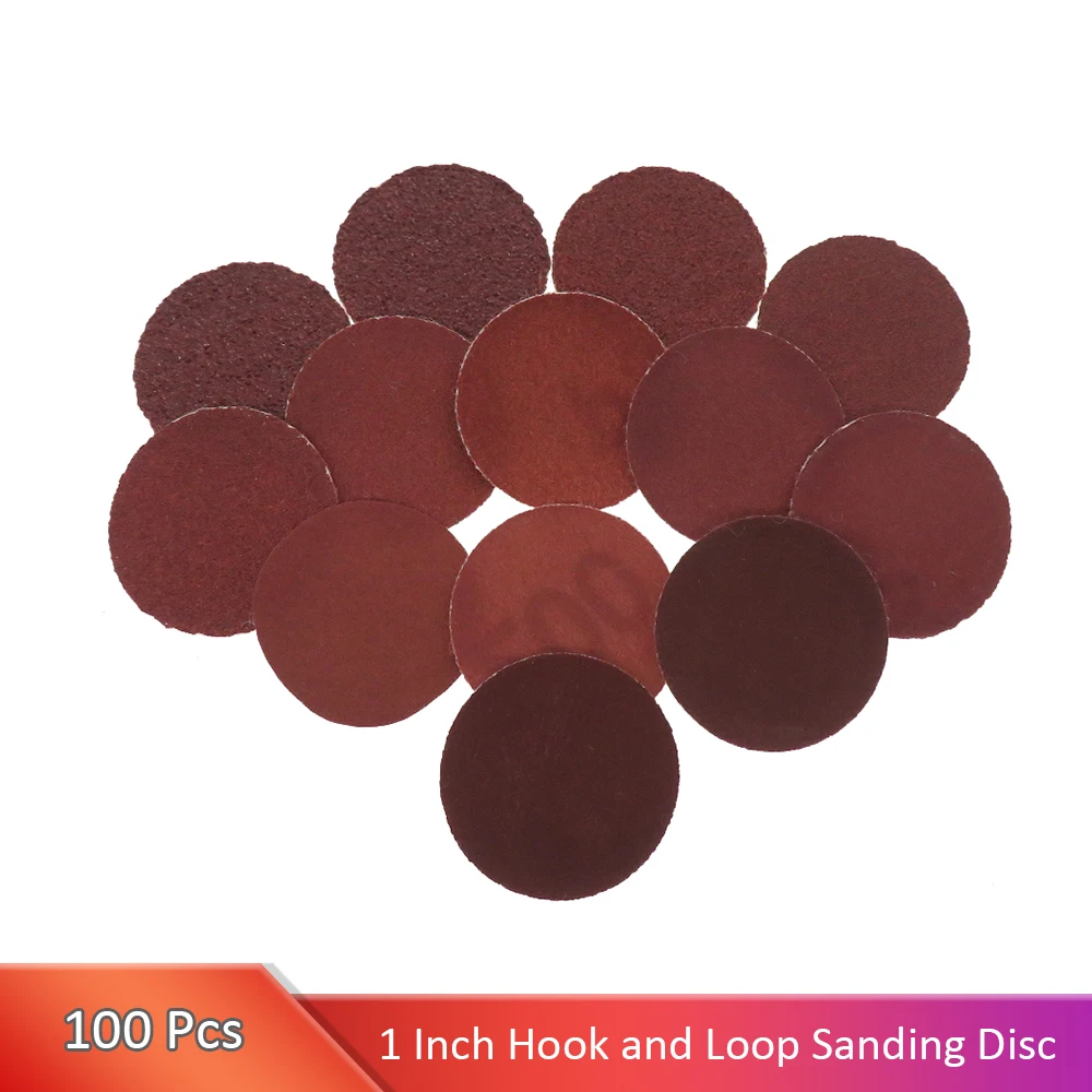 100 Pcs 1 Inch/25mm Sanding Discs 60-2000 Grit Round Sandpaper Hook and ...