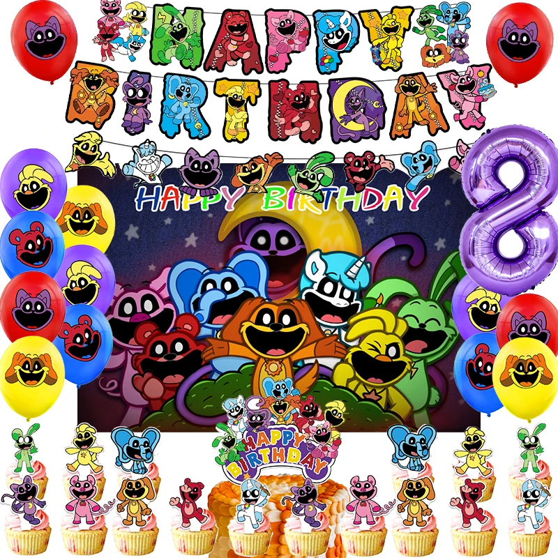 Smiling-Critters-Birthday-Party-Decoration-Balloon-Banner-Cake-Topper ...