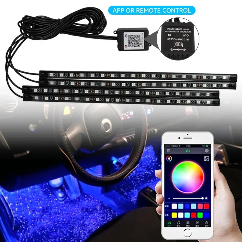Car-Interior-Ambient-Foot-Light-with-USB-Wireless-Remote-Music-APP ...