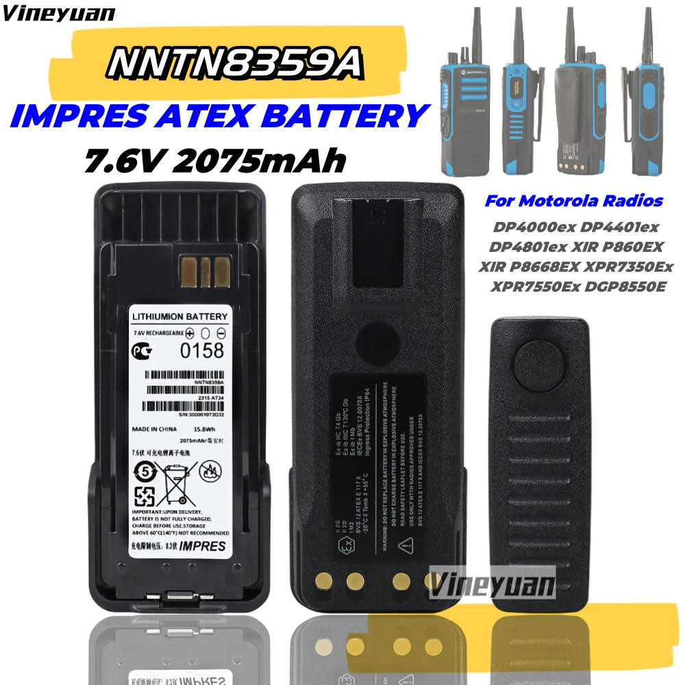 NNTN8359 IMPRES ATEX Battery for Motorola Radios DP4000ex DP4401ex ...