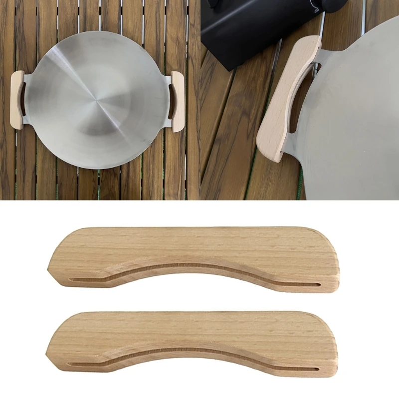 1Pair-Wooden-BBQ-Pan-Handle-Anti-Scald-Heat-Resistant-Insulated-Grip ...