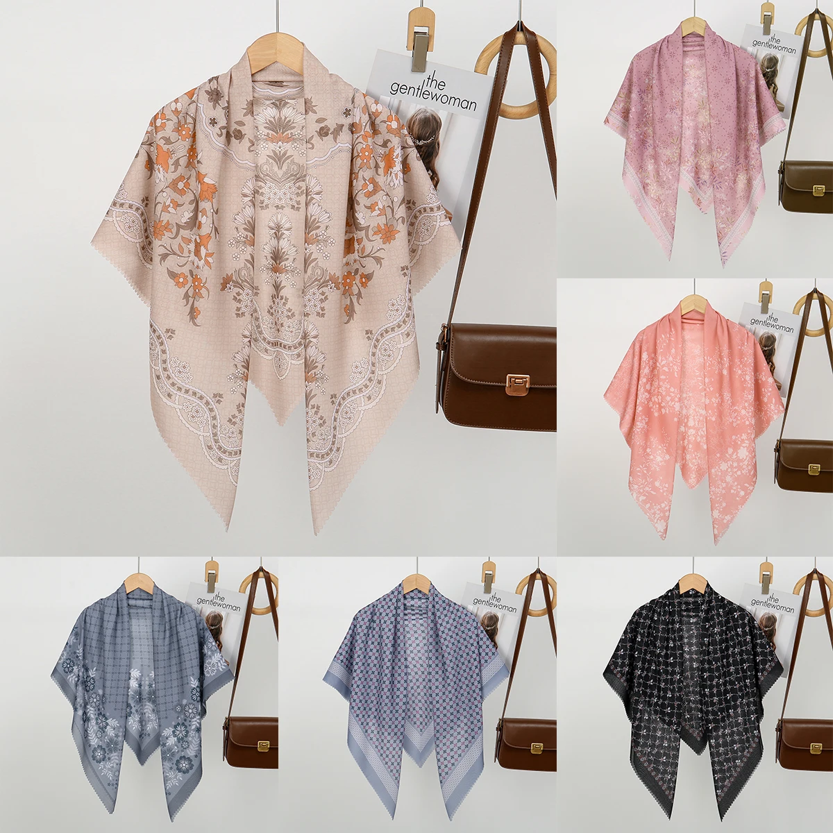 110*110 cm Floral Print Voile Scarf Women Muslim Hijabs Shawl Kerchief ...