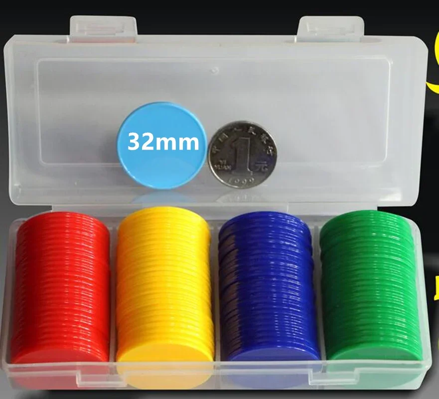 32MM 100PCS With Box Poker Chips Math Toy Kids Eucational Game Coins ...