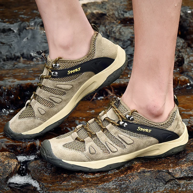 Spring-Summer-Leather-Mesh-Outdoor-Trekking-Shoes-Hiking-Shoes-Walking ...