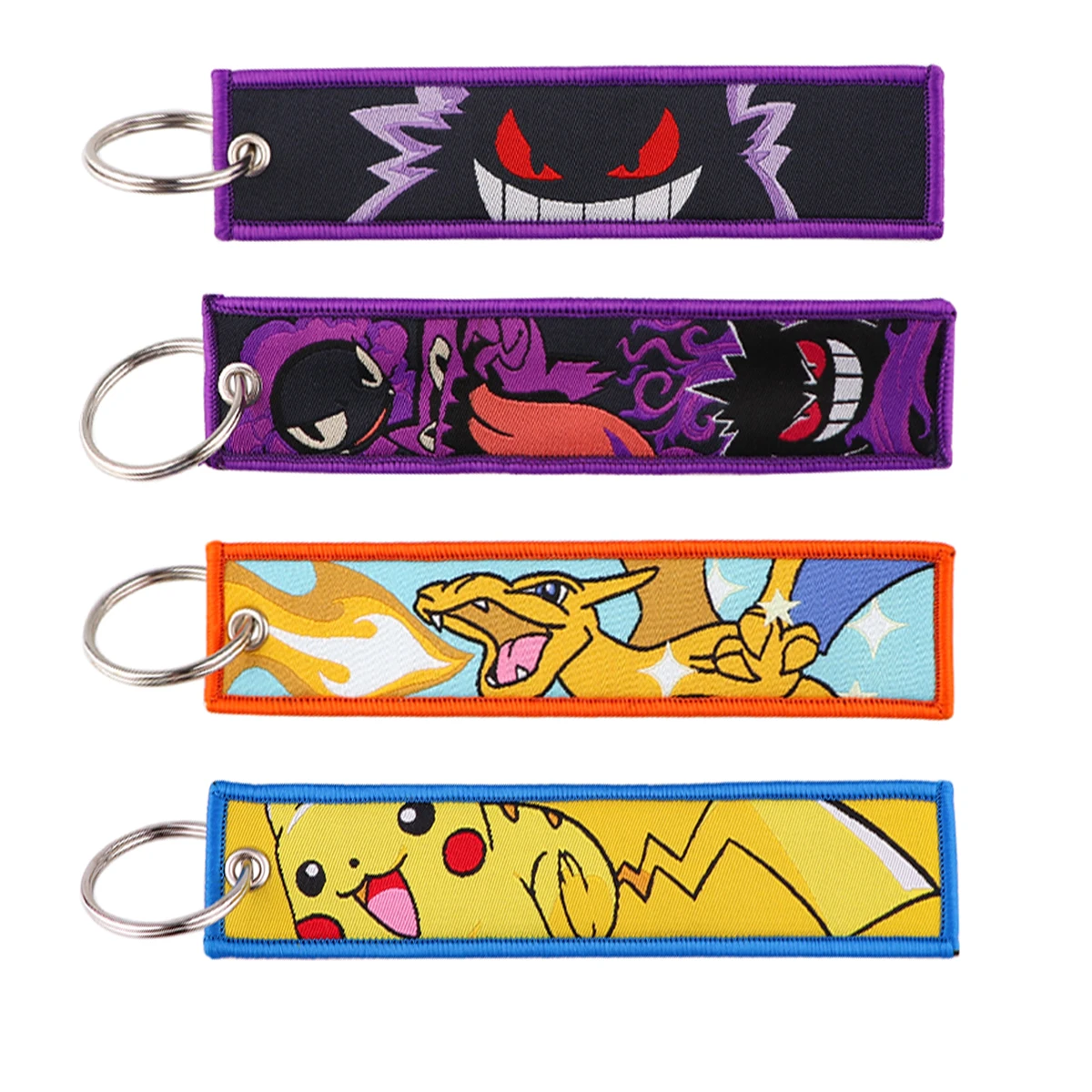 Pokemon Gengar Pikachu Embroidered Cute Tag Keys Car Keychains For Men ...
