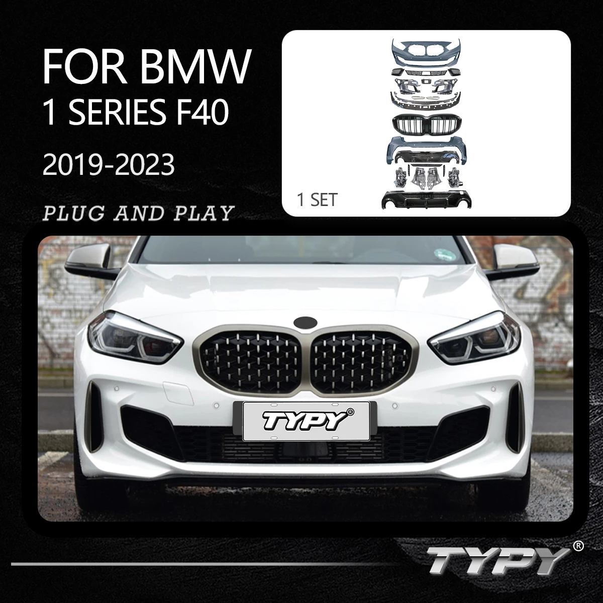 TYPY-Car-Styling-For-BMW-1-Series-F40-Body-Kits-2019-2023-Front-Bumper ...