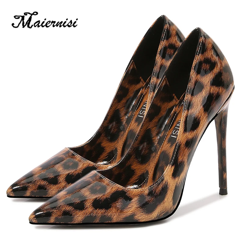 New-Leopard-Print-Pointed-High-Heels-Pumps12CM-Heels-Large-Size-Style ...