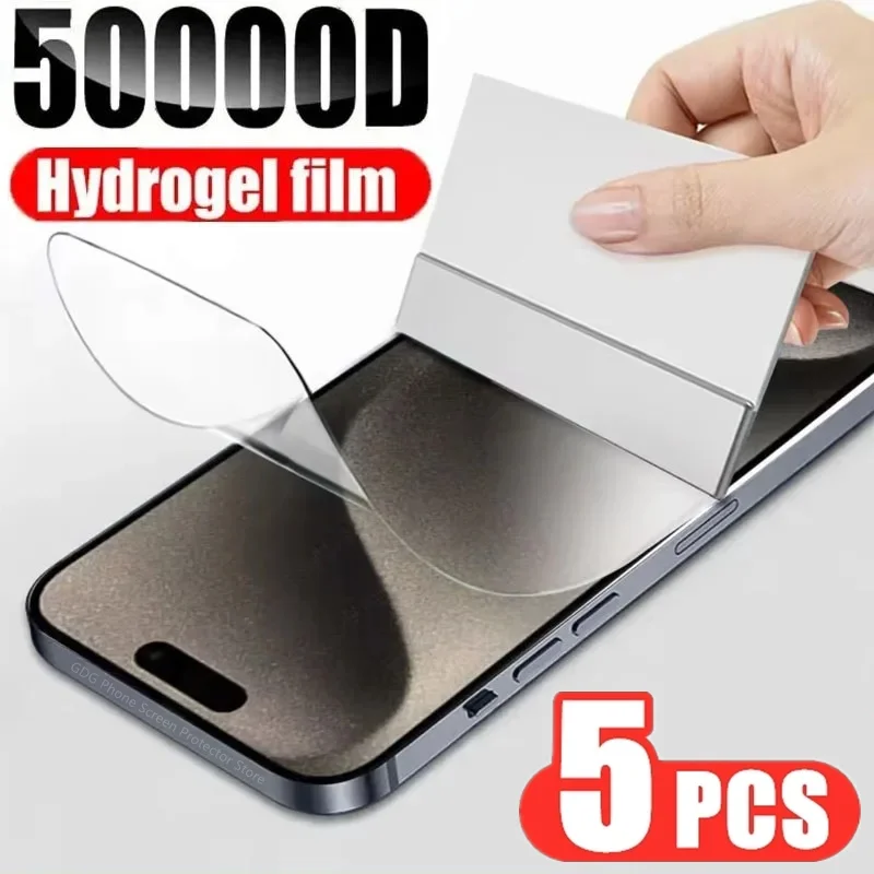 5Pcs-Soft-Hydrogel-Film-for-IPhone-14-11-12-13-Pro-Max-Mini-Full-Cover ...