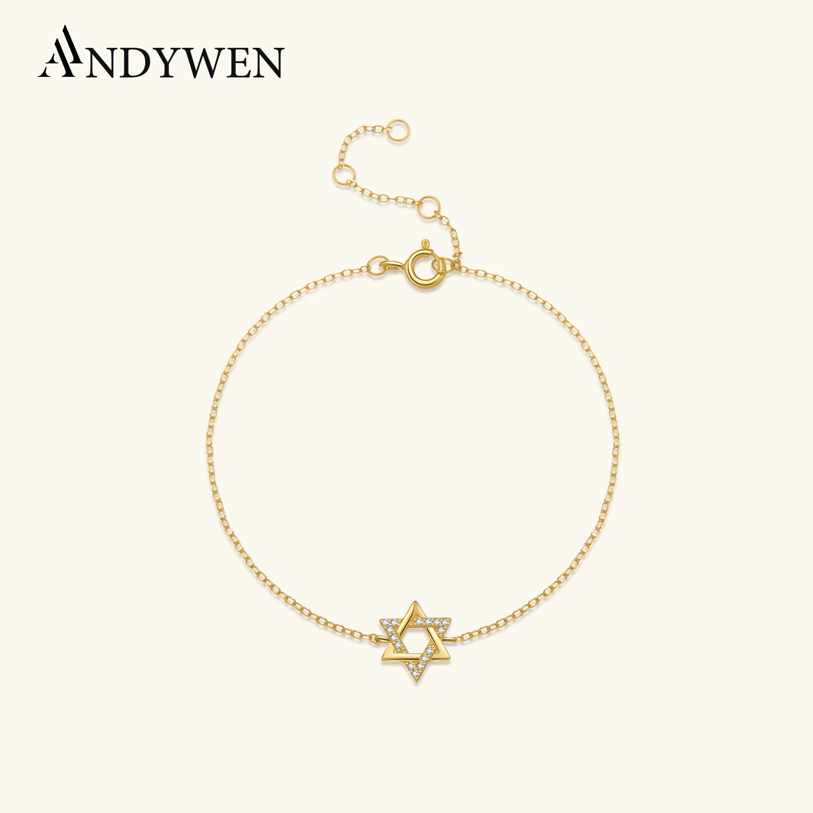 ANDYWEN Women 925 Sterling Silver Star Of David Bracelet CZ Zircon 2025 ...