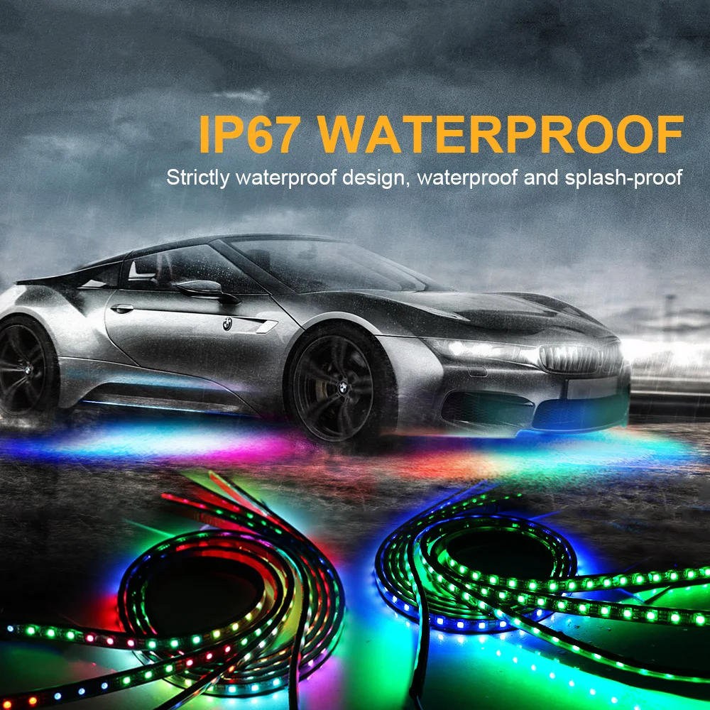 4x-Car-Chassis-Lights-Streamer-Led-Ambient-Light-RGB-APP-Remote-Control ...