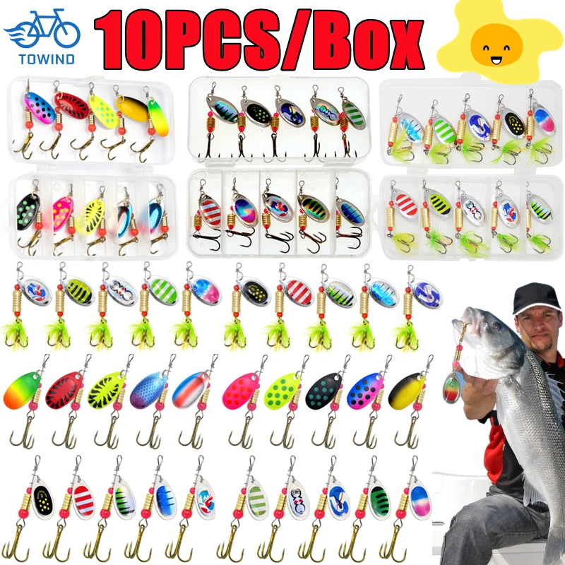 New 10PCS/Box Metal Spoon Spinner Fishing Lure Set Spoonbait Crankbaits ...